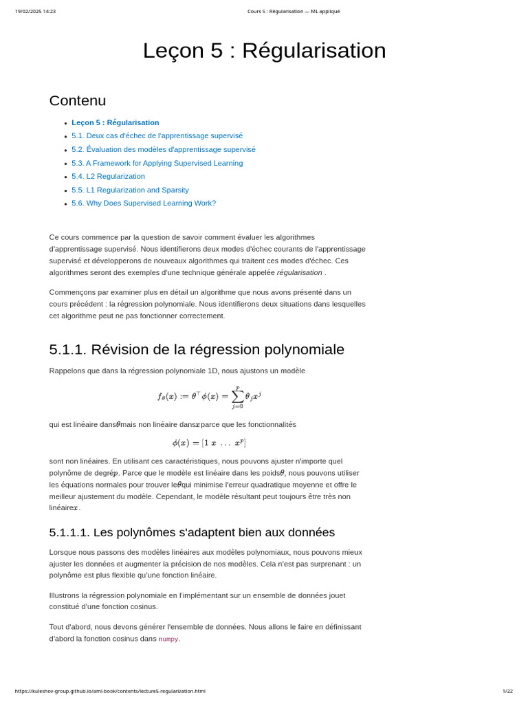 Régularisation et Échec en Apprentissage | PDF | Apprentissage automatique | Polynôme