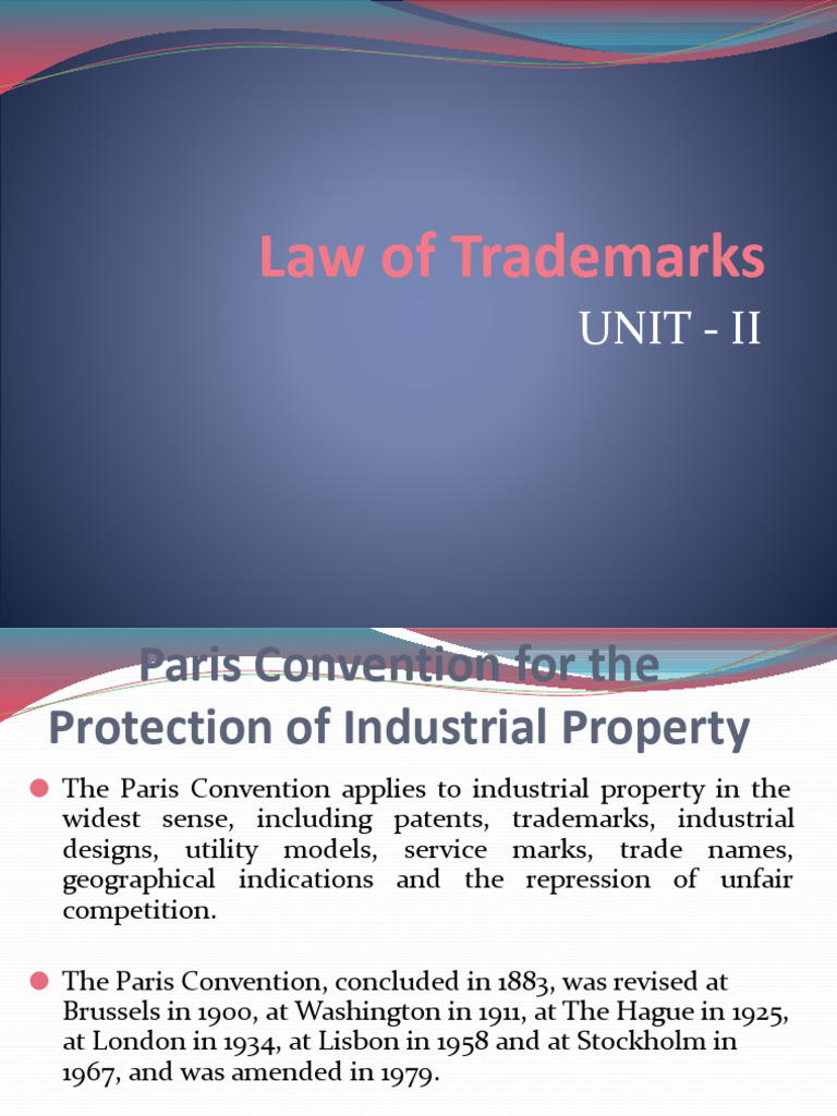 UNIT II - International Conventions | PDF | Trademark | Most Favoured ...