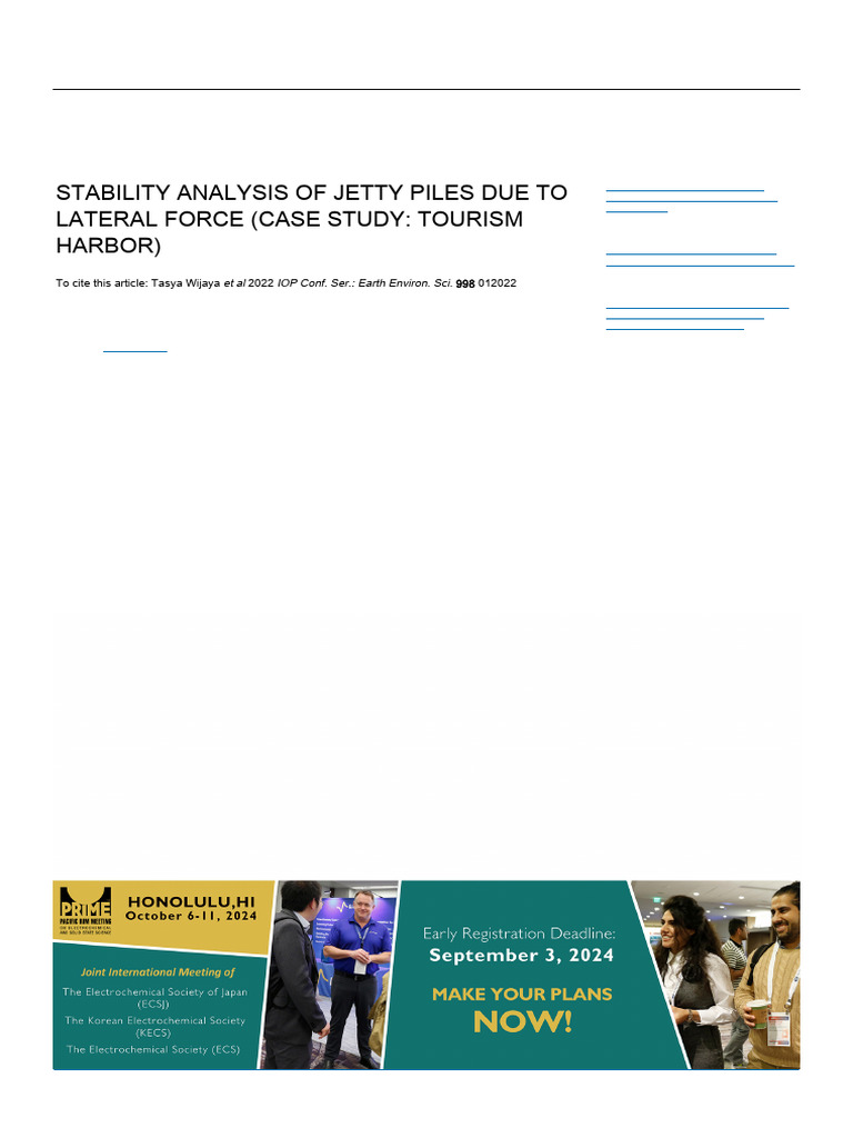 Stability Analysis of Jetty Piles Due To Lateral Force (Case Tudy ...