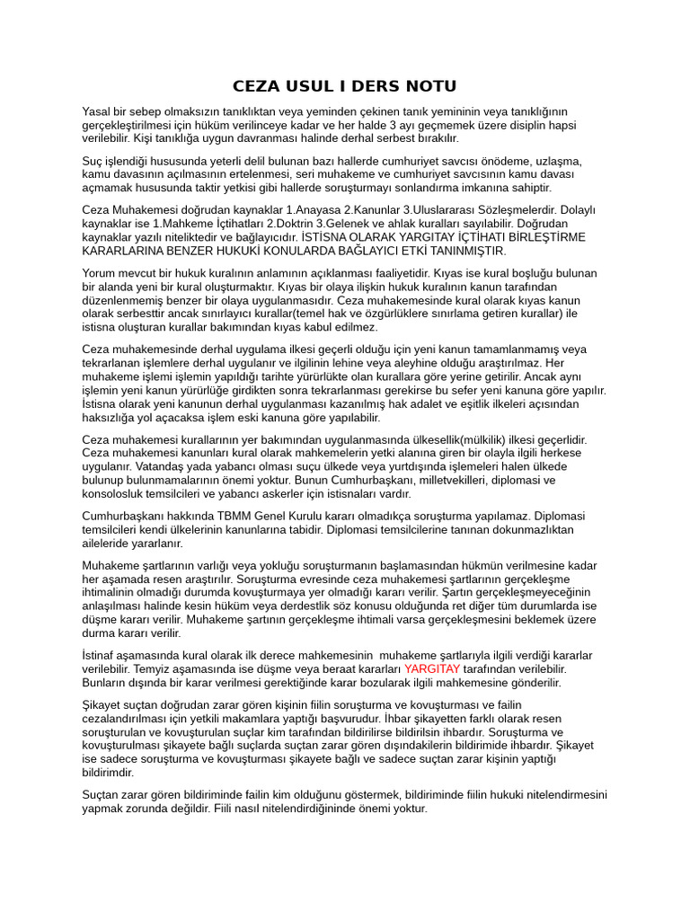 Ceza Usul Ders Notu | PDF