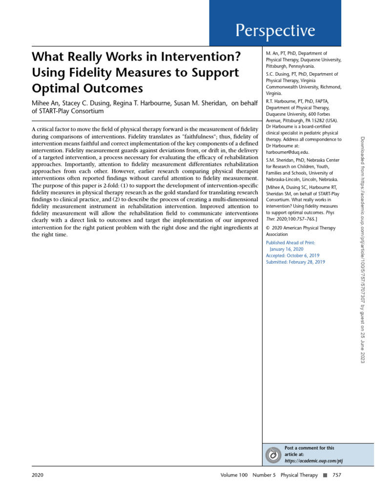 Measuring Fidelity in Physical Therapy Interventions | PDF | Type I And ...