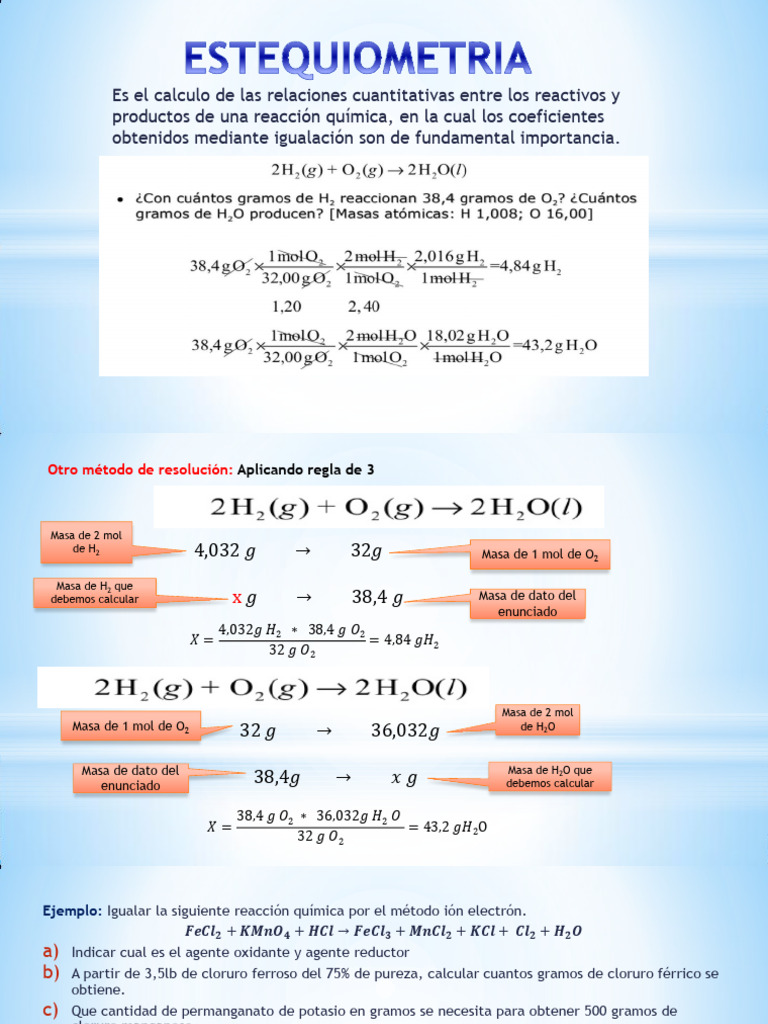 ESTEQUIOMETRIA | PDF | Estequiometría | Reacciones químicas