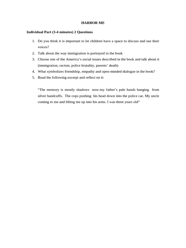 Harbor Me | PDF