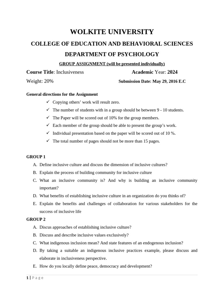 Inclusiveness Assignement-2024 | PDF | Disability | Inclusion (Education)