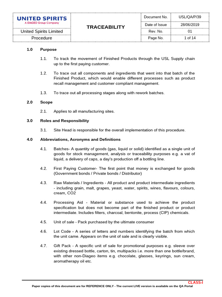 GP - Traceability Procedure 28.06.19 | PDF | Adhesive