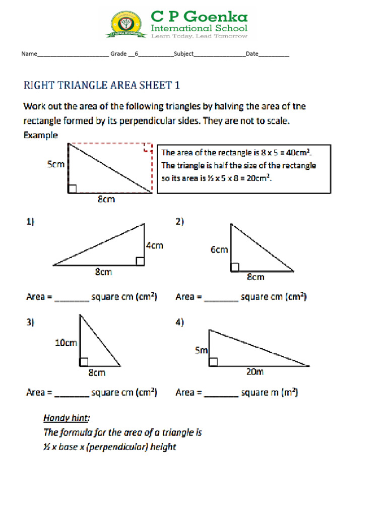 GR 6 Area Worksheet 1 | PDF