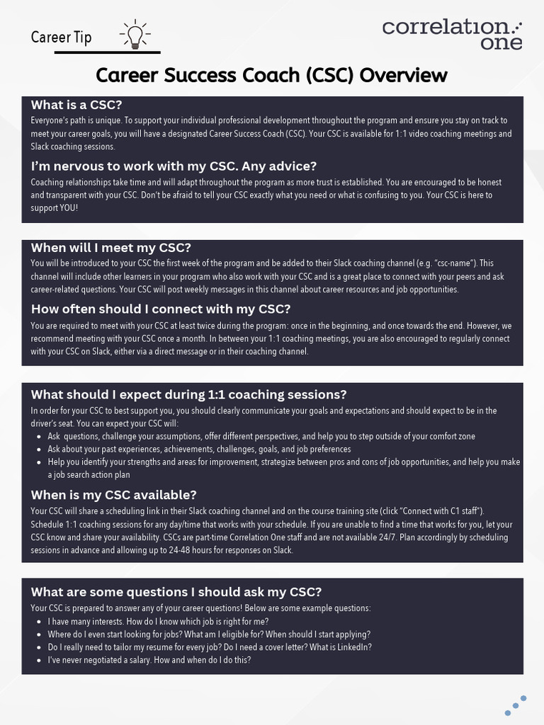 Career Success Coach (CSC) Overview | PDF | Human Communication ...