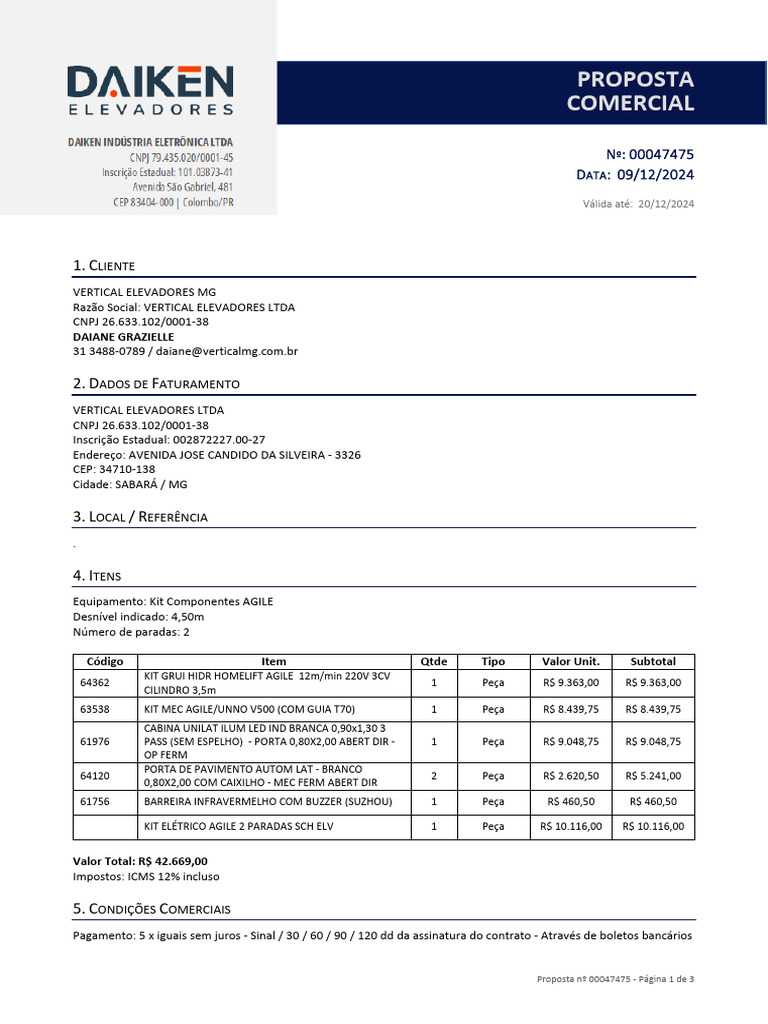 Pc No 00047475 Vertical Elev Mg Agile v500 Uni Branco 220v 3 Paradas 3 Passageiros ...