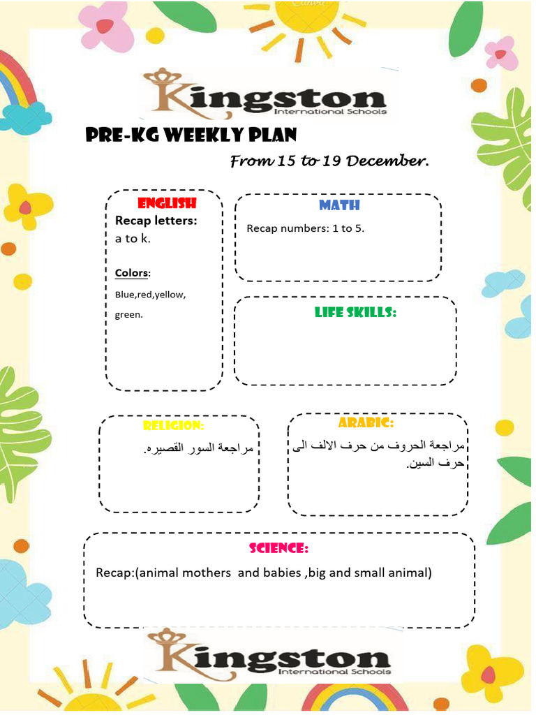 Pre-K Weekly Learning Plan | PDF