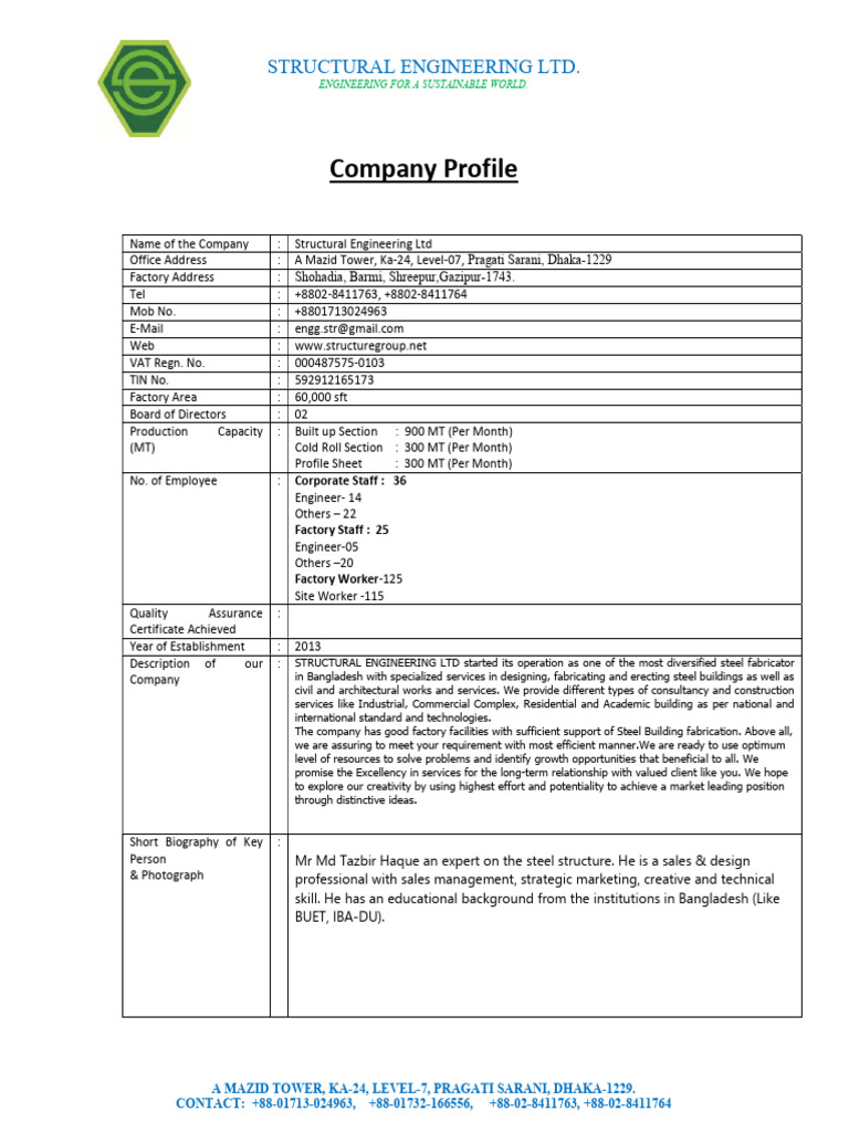 Structural Engineering Ltd Profile | PDF | Economies | Business