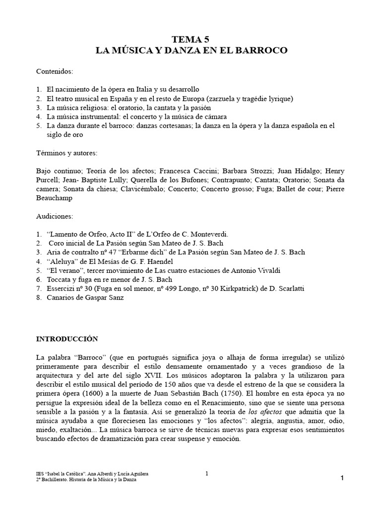 T.5 Barroco 2024-25 | PDF | Concierto | Ópera