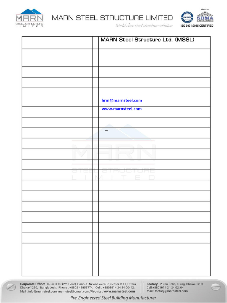 MARN Steel Structure Ltd. | PDF | Business | Production And Manufacturing