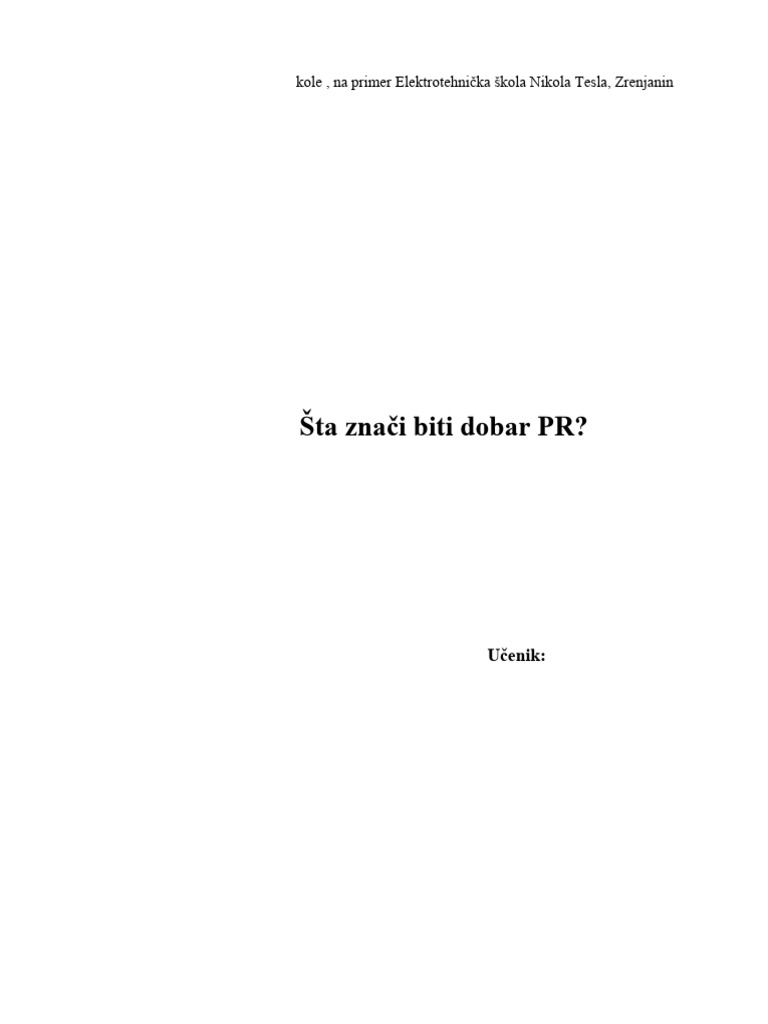 Ta Znači Biti Dobar PR | PDF