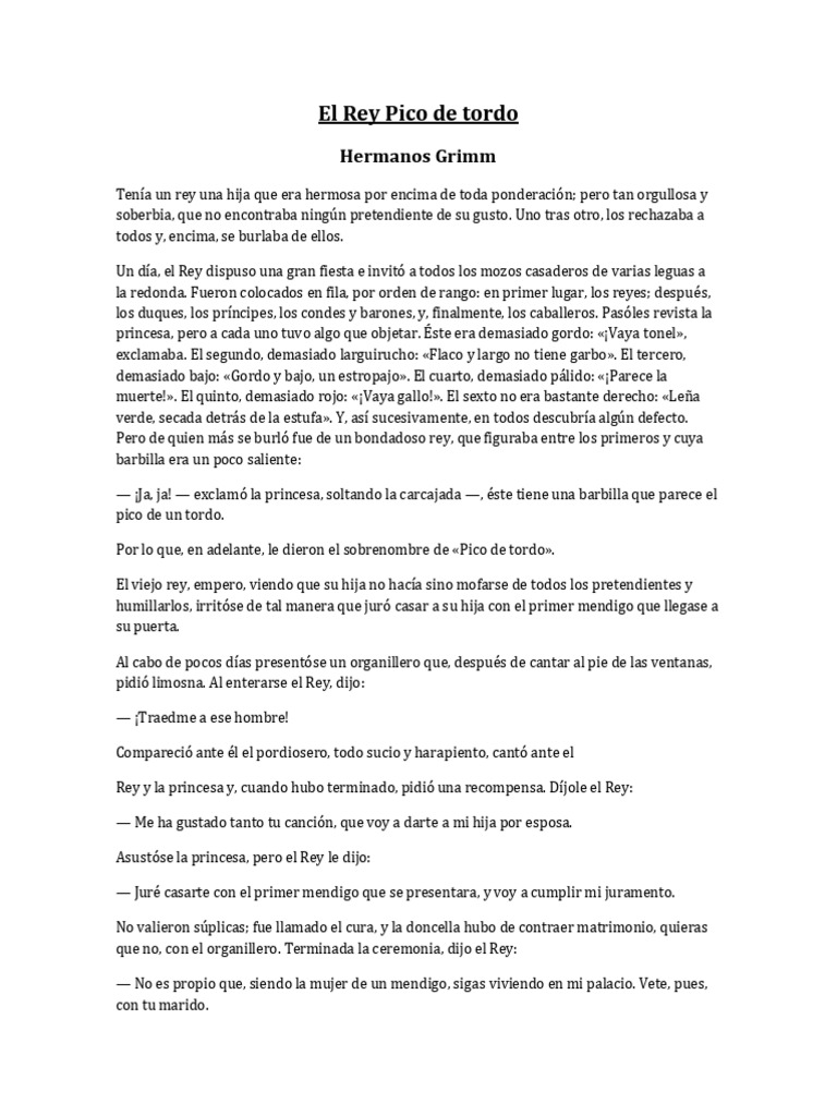 3° Básico Lenguaje ¡Cuéntame Más Cuento El Rey Pico de Tordo | PDF