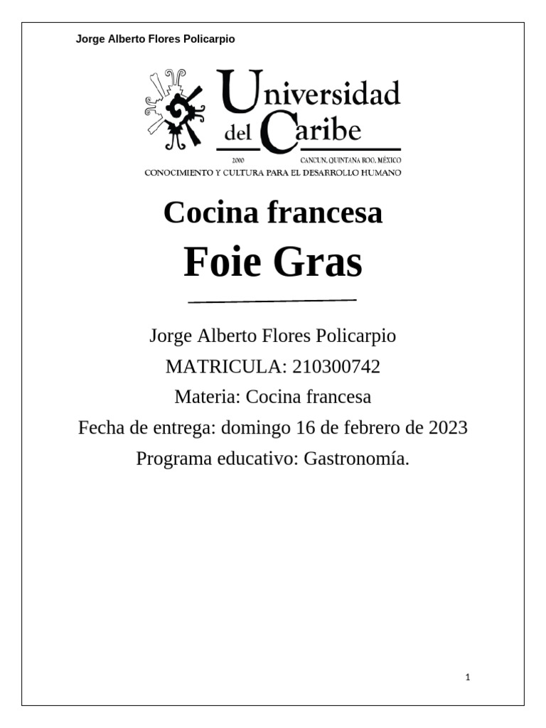 Cocina Francesa (Foa Gra) | PDF | Alimentos