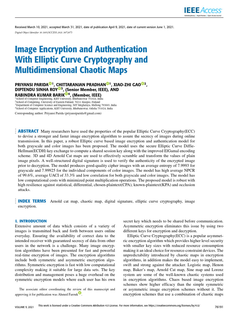 Image Encryption and Authentication With Elliptic Curve Cryptography and Multidimensional ...
