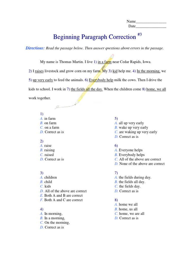 Beginning Paragraph Correction 3 | PDF