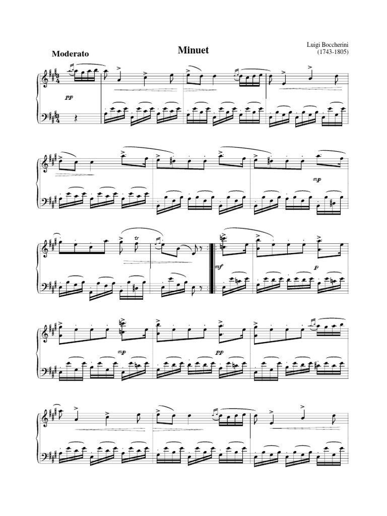 Minuet Piano Luigi Boccherini | PDF