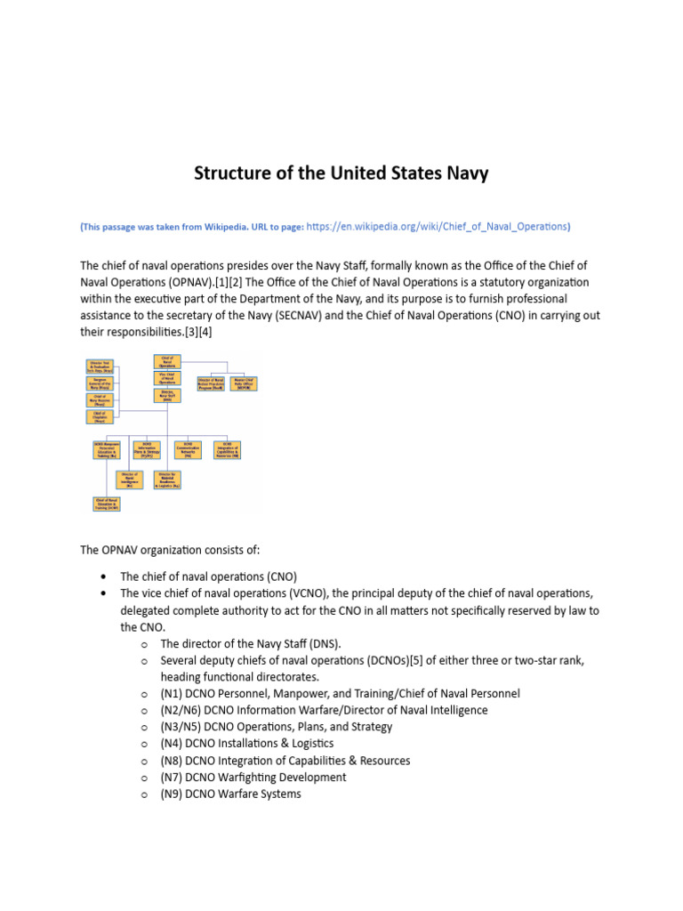 US Navy Leadership Structure | PDF | United States Navy | Uniformed ...