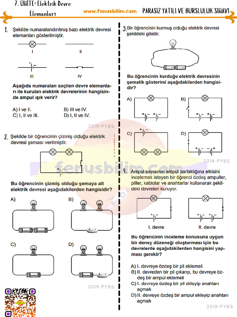 UNITE Elektrik Devre Elemanlari 2022 2015 PYBS SORULARI | PDF
