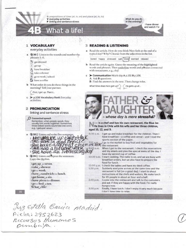 Activities 4B What A Life | PDF