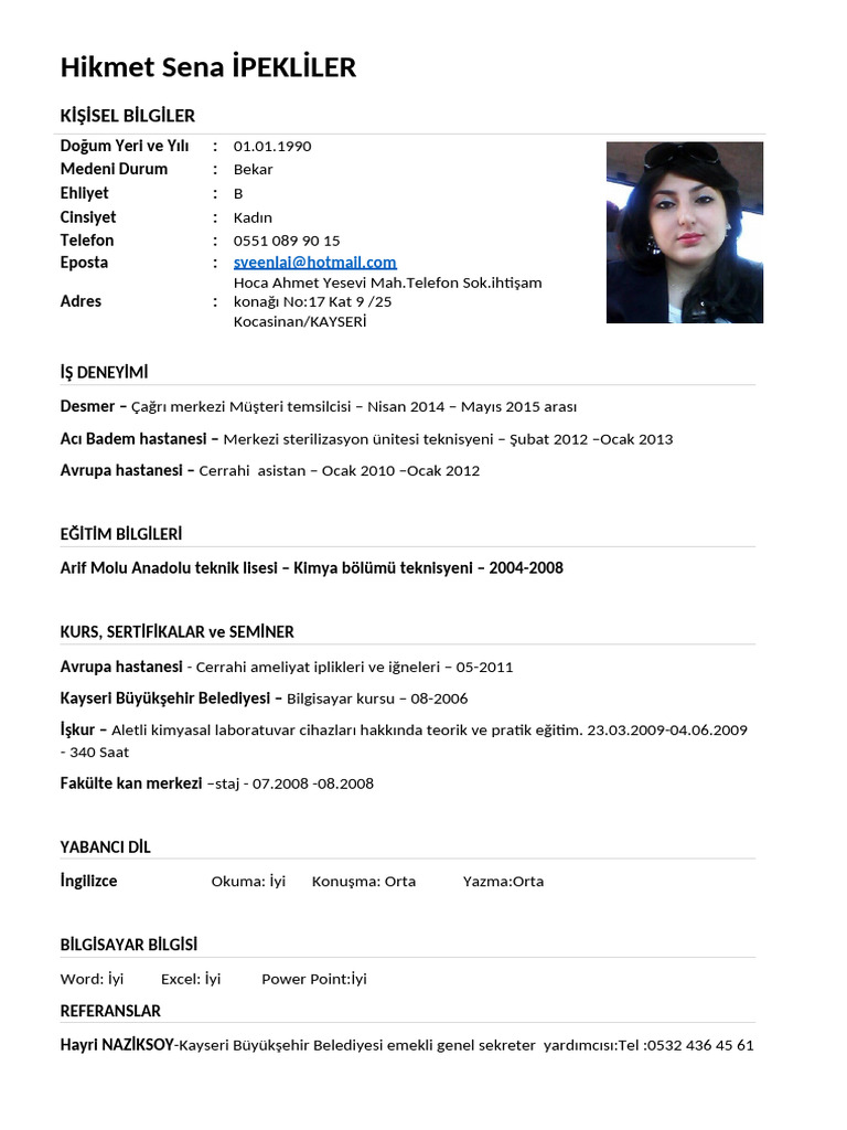 Klasik CV Ornegi | PDF