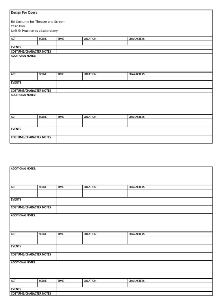 Libretto Breakdown Template | PDF