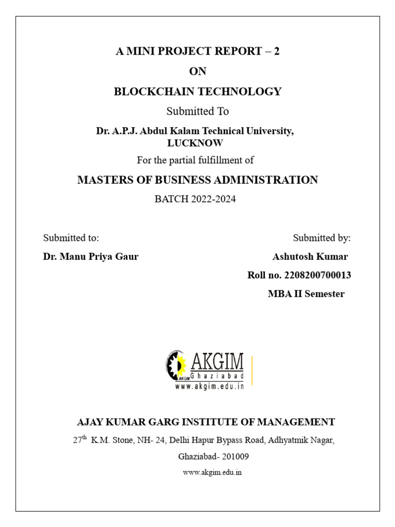 A MINI PROJECT REPORT 2 - Ashutosh - Kumar | PDF | Cryptocurrency ...