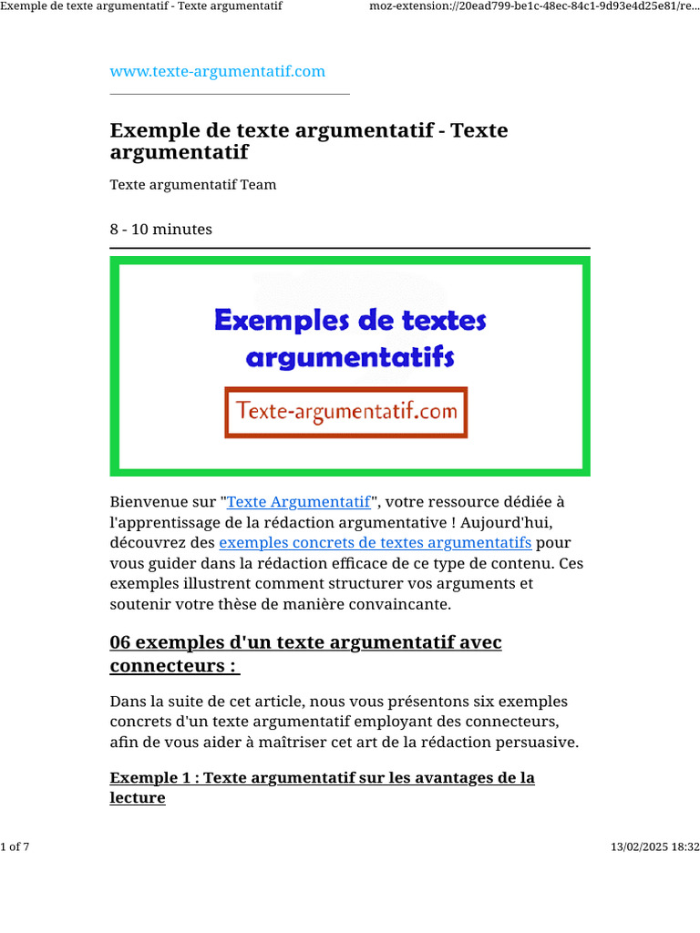 Exemples de textes argumentatifs | PDF | Réseautage social | Psychologie