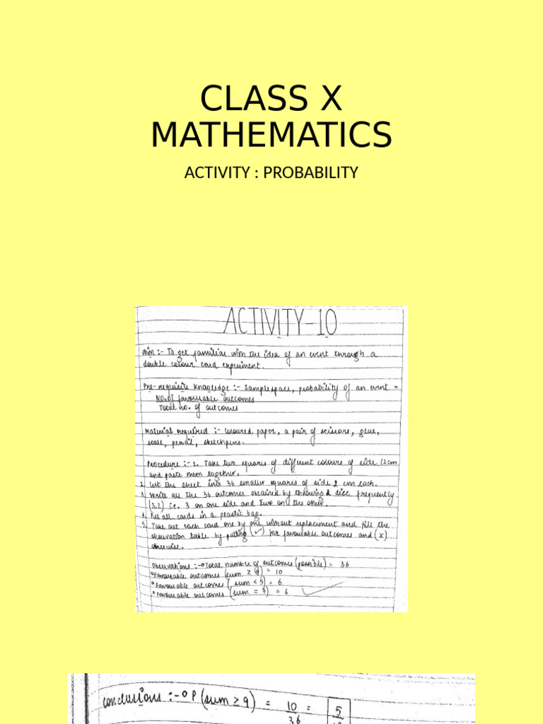 Act. Probability Class X | PDF