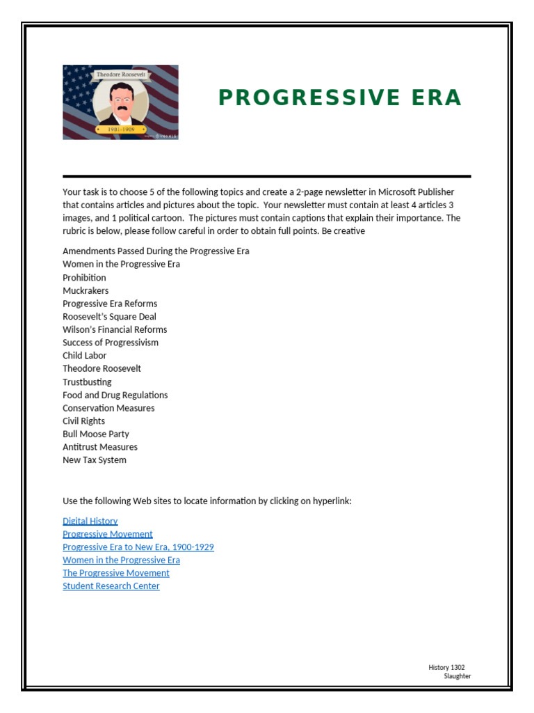 Project 1 Progressive Era | PDF | Progressivism In The United States ...