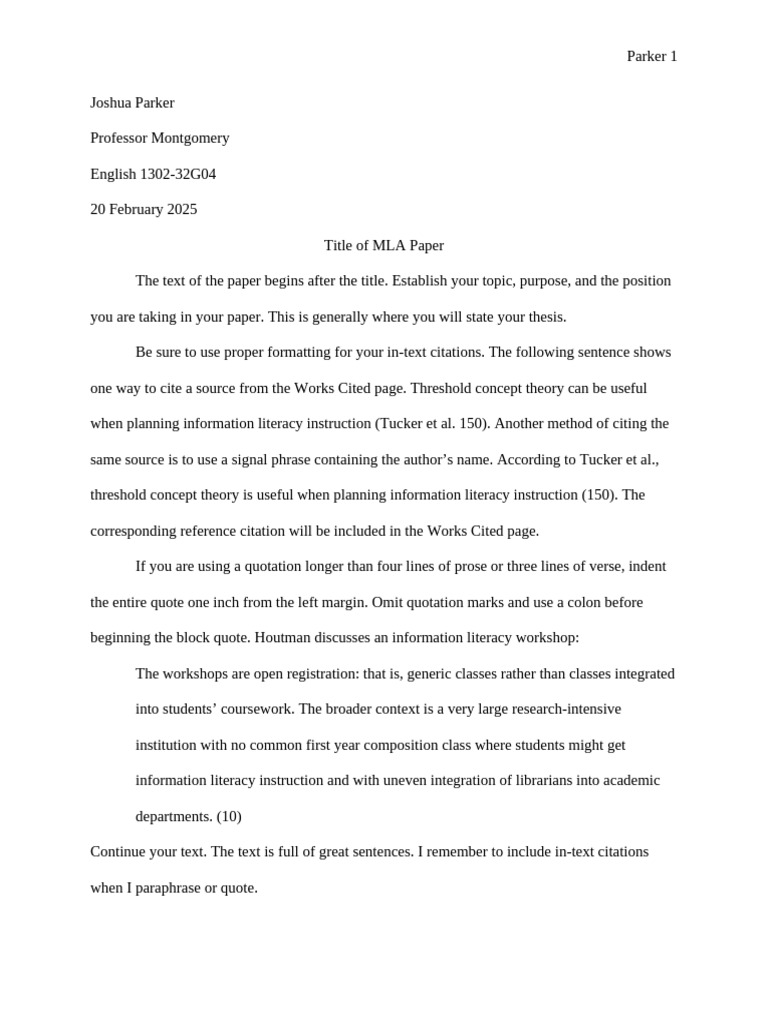 MLA Paper Formatted | PDF | Information Literacy | Citation