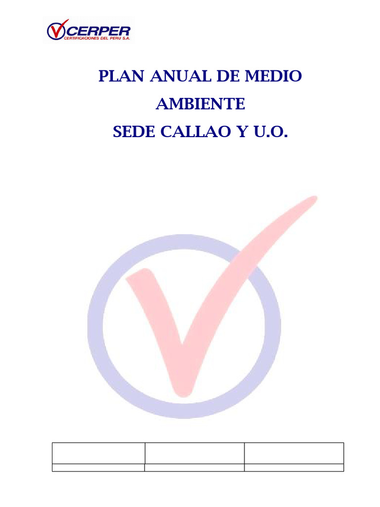 Plan Anual de Medio Ambiente - Callao y UO Vs 01-24 | PDF | Seguridad y salud ocupacional ...