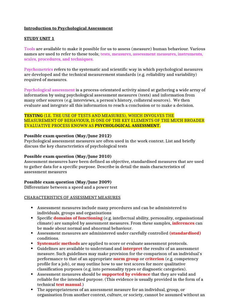 Introduction to Psychological Assessment | PDF | Validity (Statistics) | Level Of Measurement