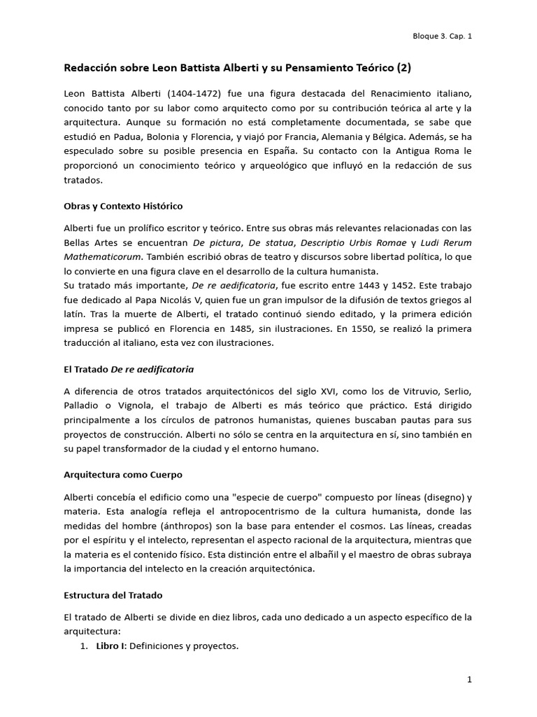 Pensamiento Teórico de Leon Battista Alberti | PDF