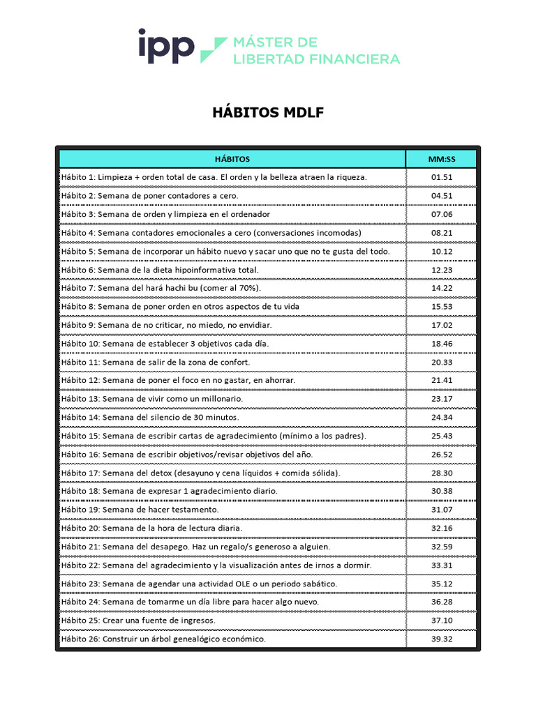 Calendario Ha Bitos Del MDLF - V2 | PDF