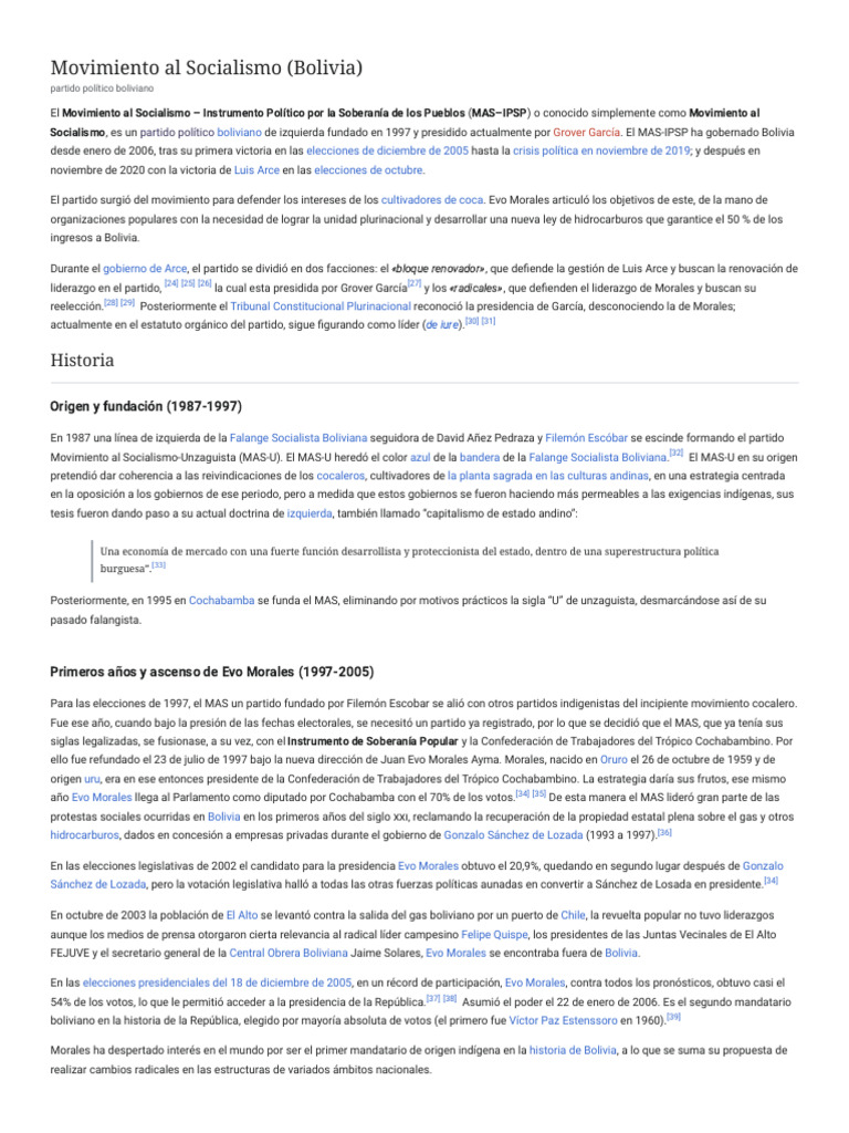 Movimiento Al Socialismo (Bolivia) | PDF | Gobierno | Ciencias Políticas