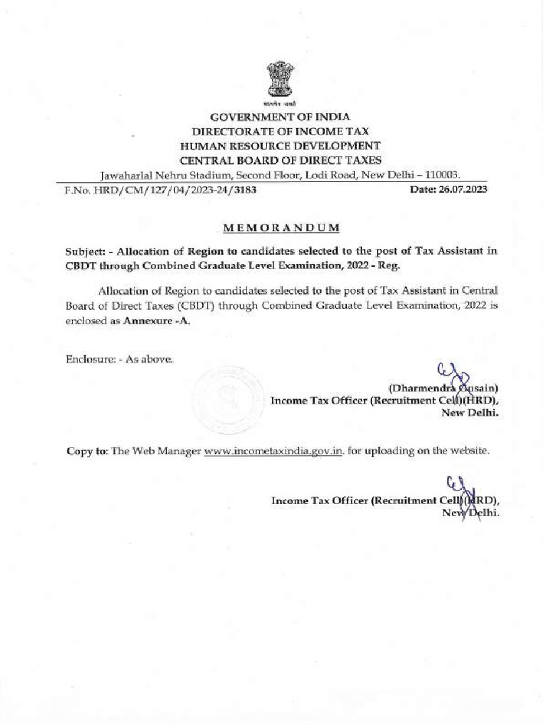 Ta 2022 Allocation List | PDF