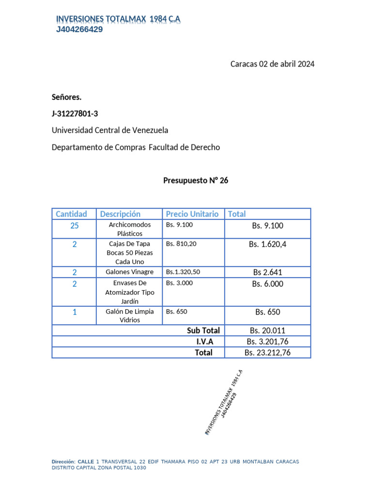 presupuesto isis corregido (1)(1) | PDF