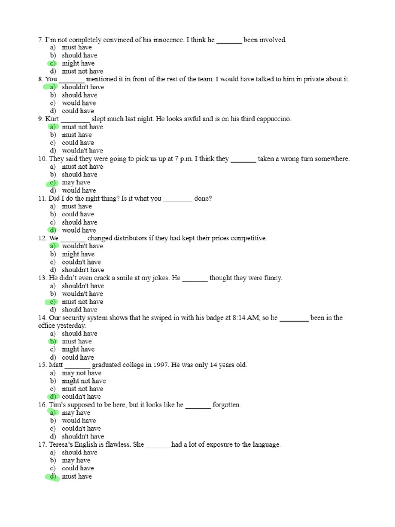 BP B2+ Unit 6 Past Modals-3 | PDF