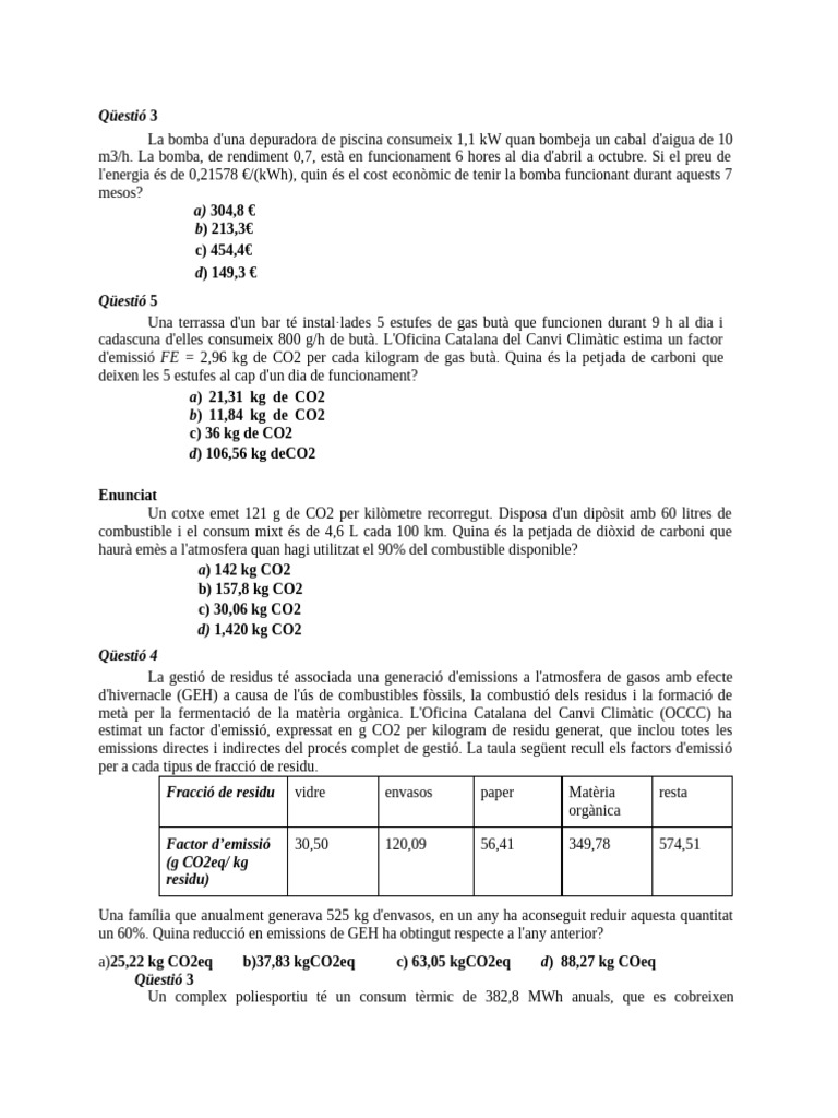 Exercicis bàsics (mínims) SELECTIVITAT energies | PDF