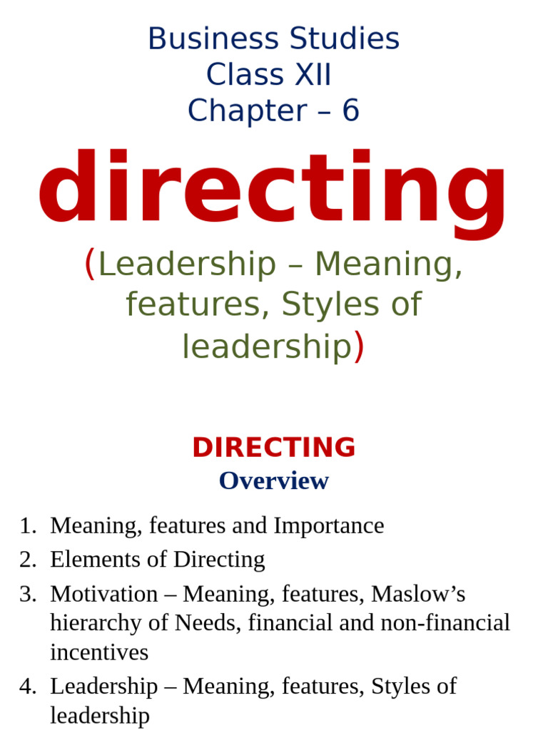 ppt of Directing-leadership | PDF | Communication | Leadership