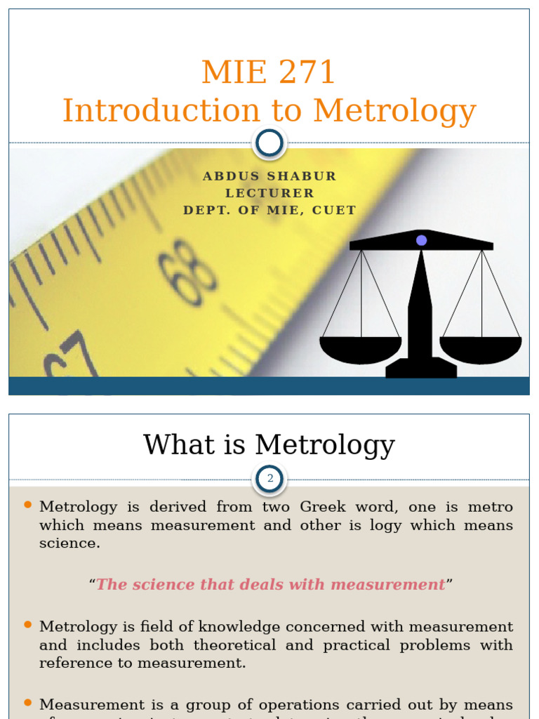 Introduction To Metrology | PDF | Accuracy And Precision | Measurement