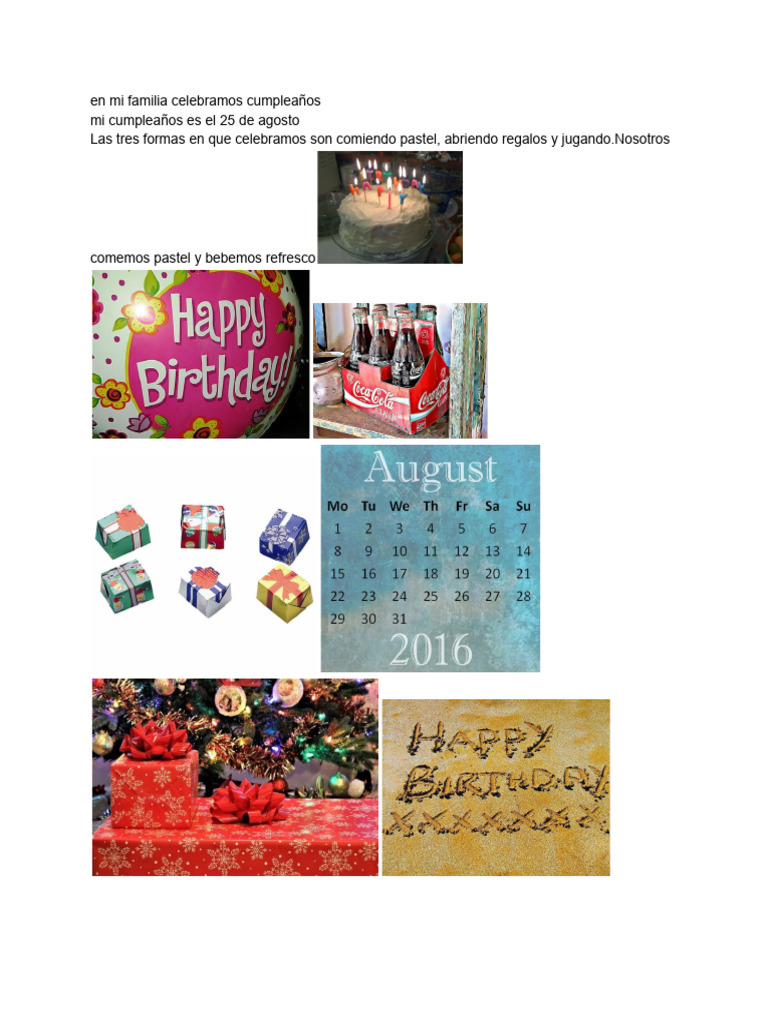 Celebraciones familiares: Cumpleaños y Navidad | PDF