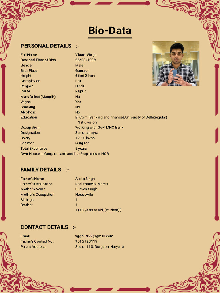 Vikram Singh Biodata | PDF