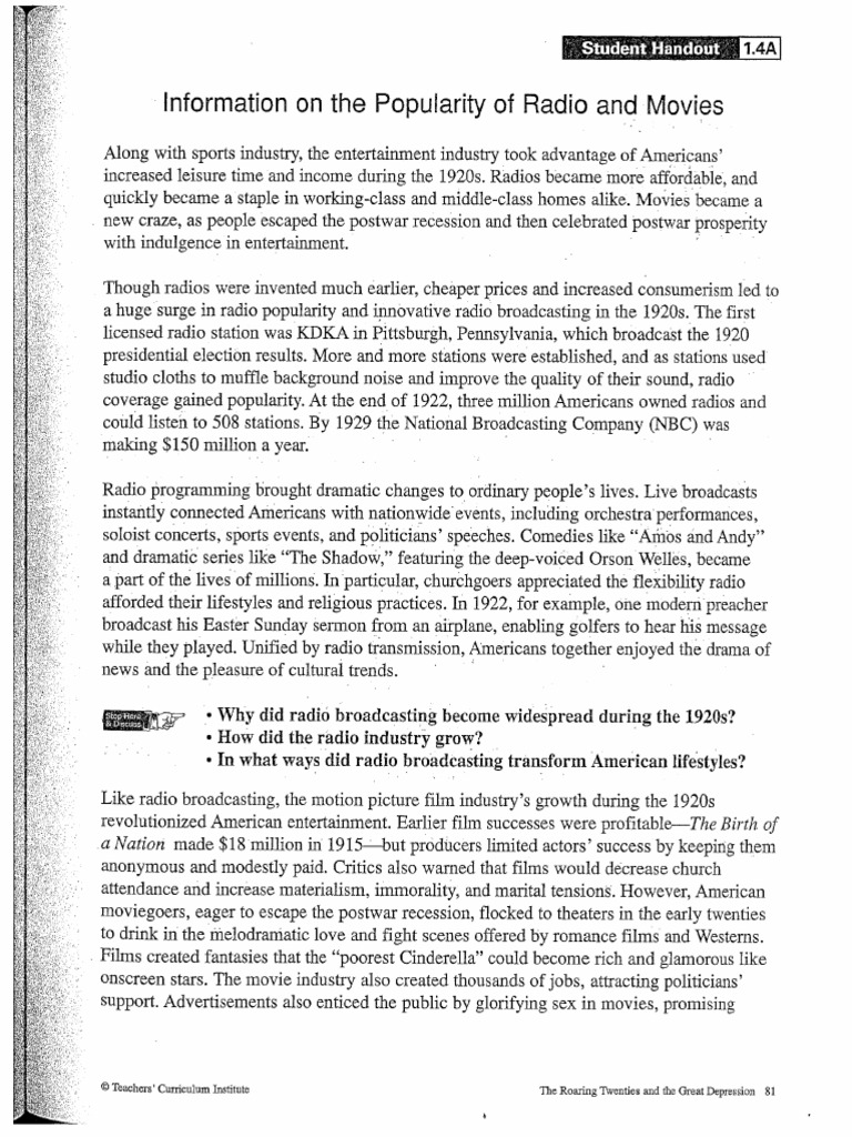 1920s Radio and Movies | PDF | Radio | Mass Media