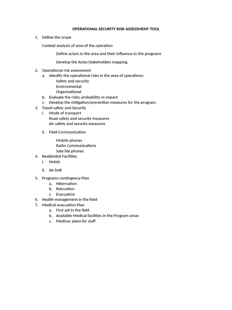 Operational Risk Assessment Tool | PDF