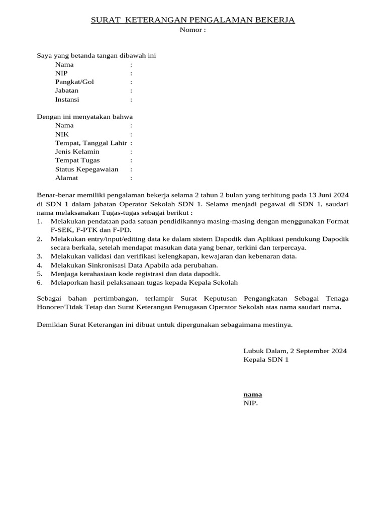 contoh suket pengalaman | PDF