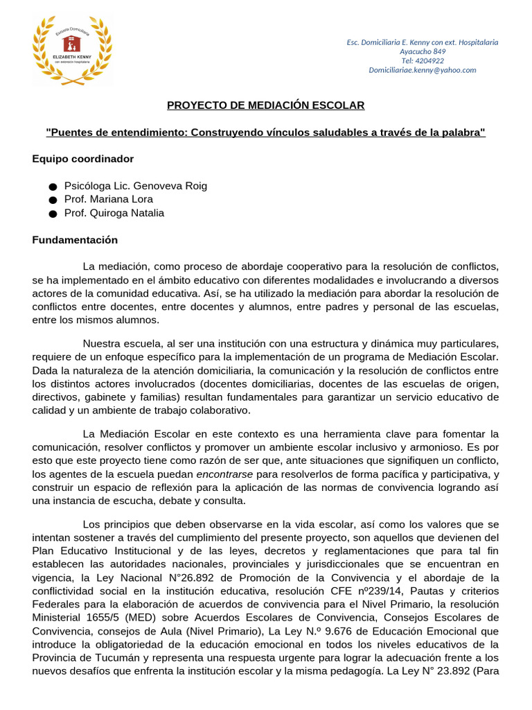 Mediación Escolar: Resolución de Conflictos | PDF | Enseñando | Mediación