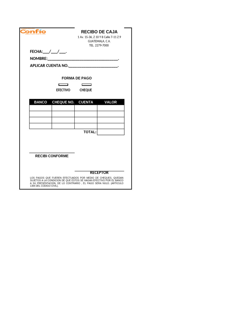 Recibo de Caja | PDF | Bancos | Bancario